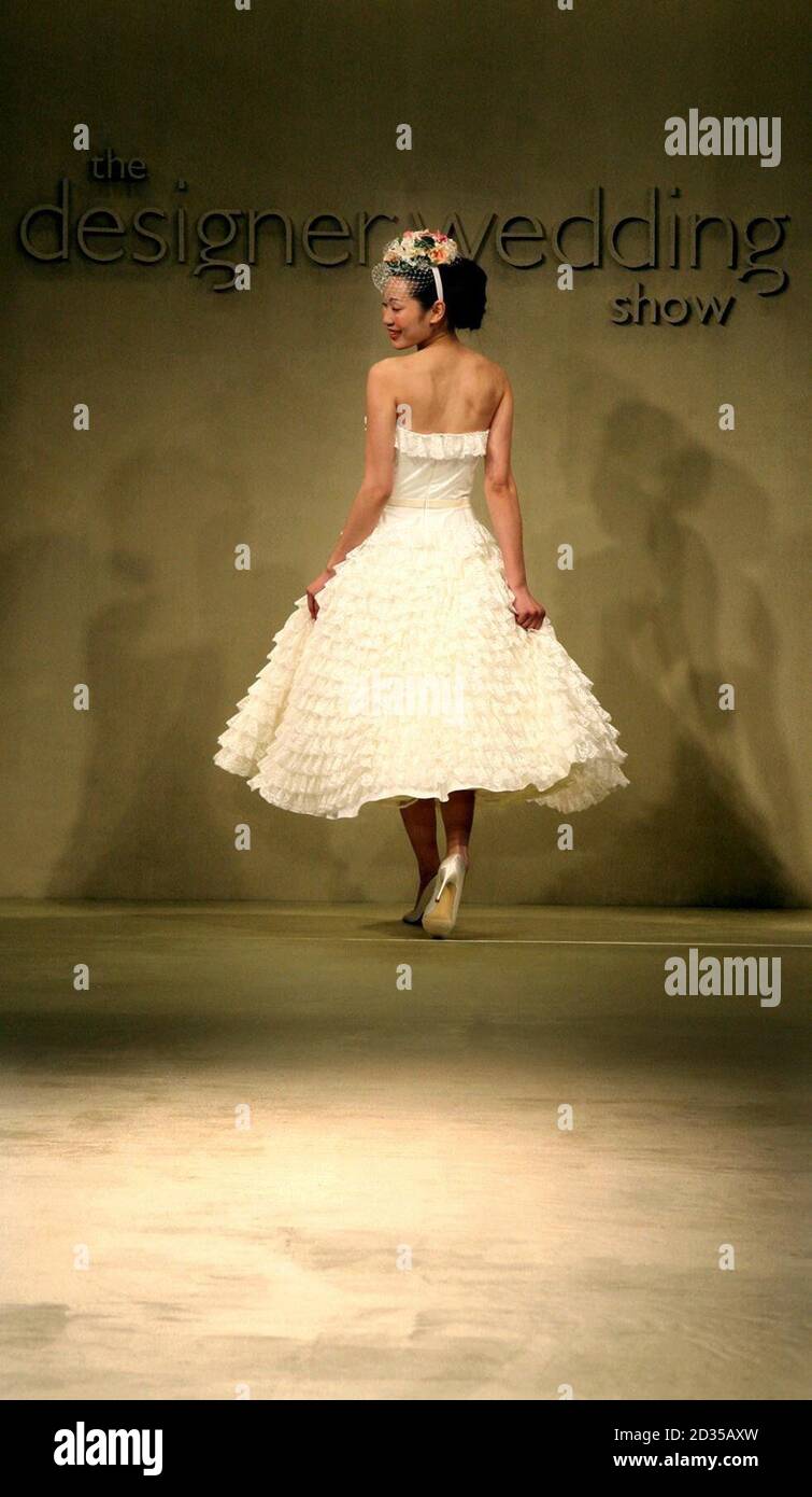 STANDALONE Photo. A model wearing a Candy Anthony wedding dress on the ...