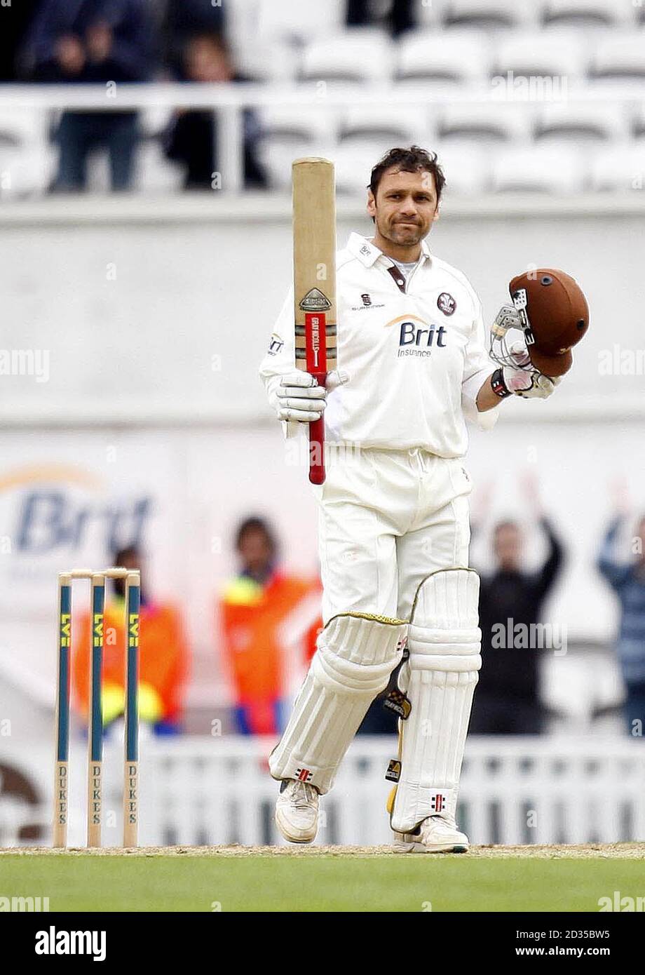 Surrey's Mark Ramprakash celebrates his century during the LV County ...