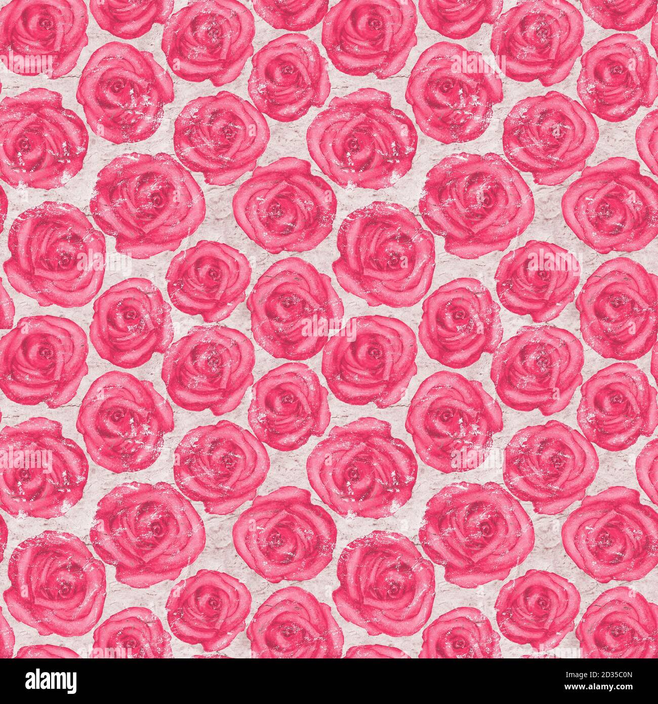 Old paper background with watercolor seamless hand drawn pink roses ...