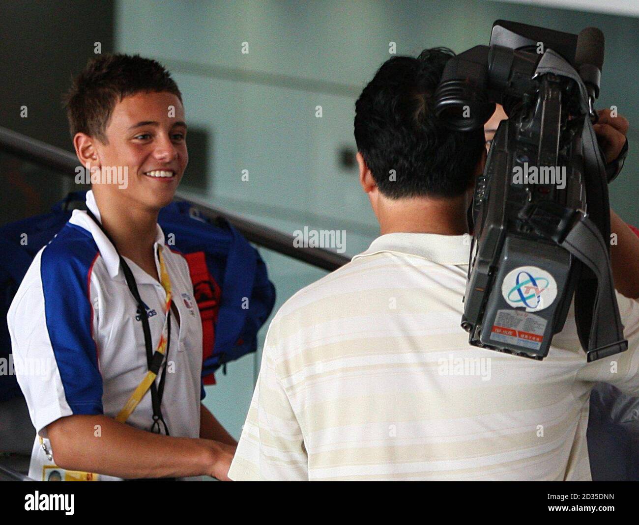 Young British diver Tom Daley talks to the press after arriving at ...
