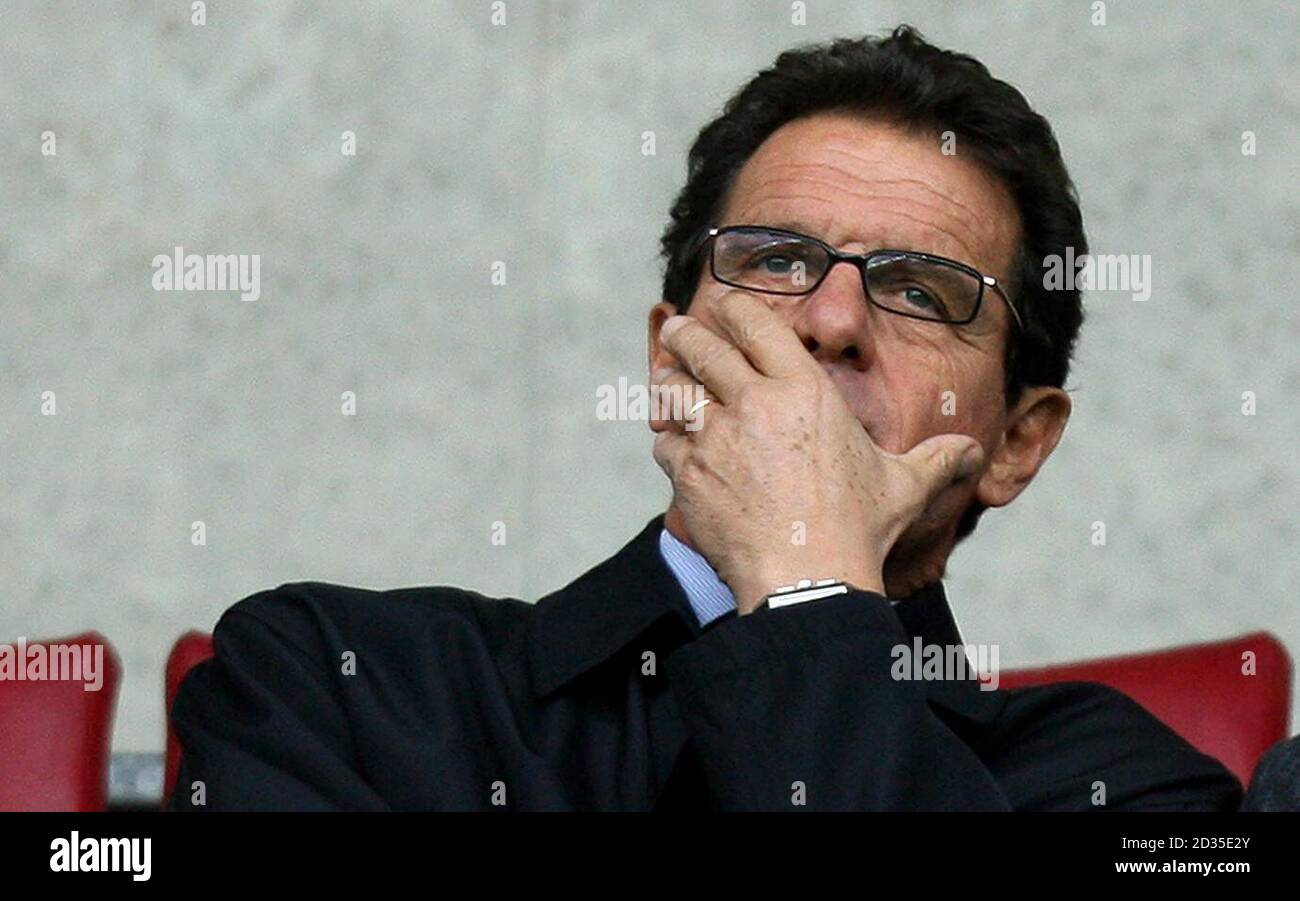 England manager fabio capello watches the match hi-res stock ...