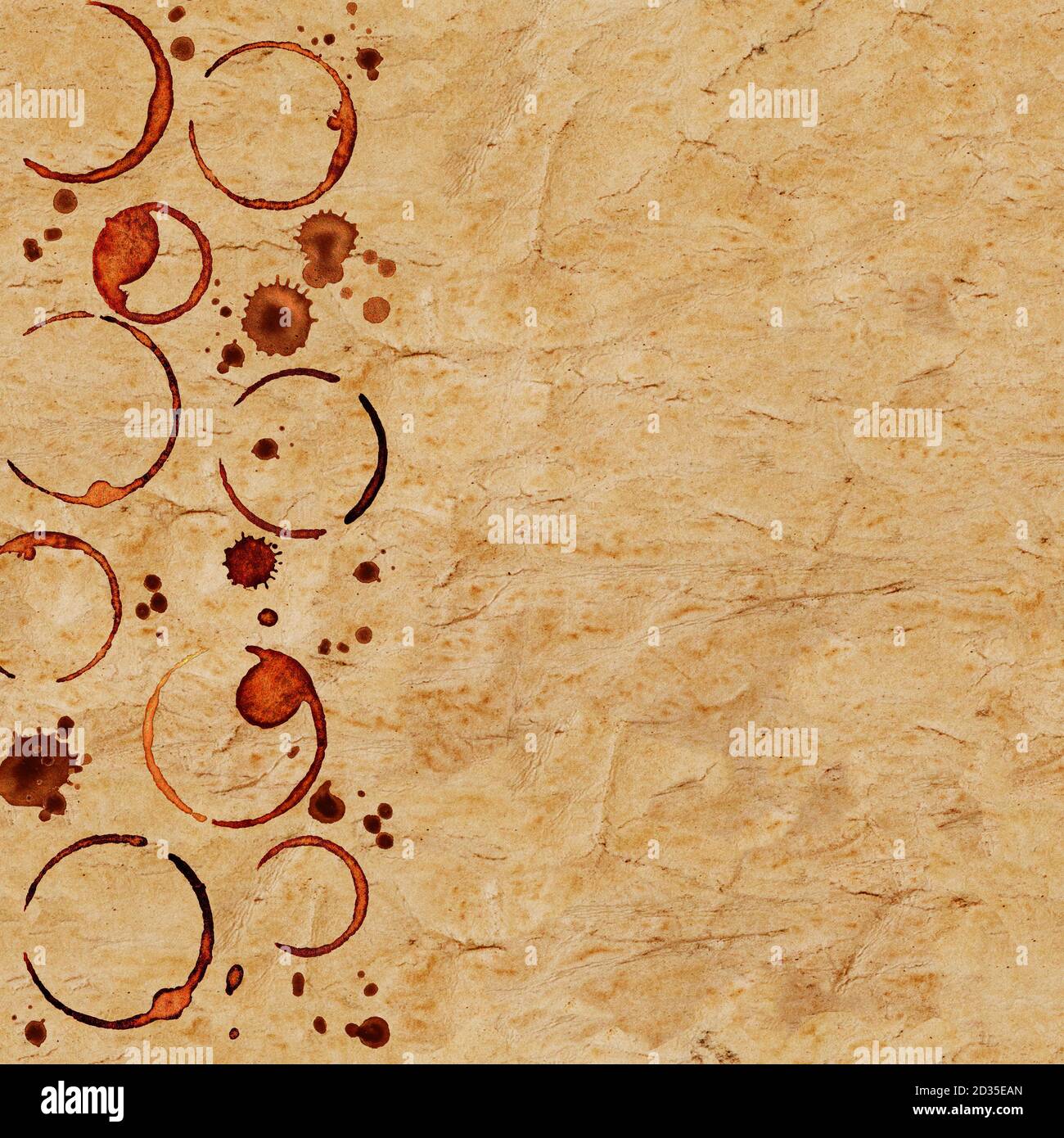 Vintage grunge paper texture with coffee cups traces and coffee stains ...