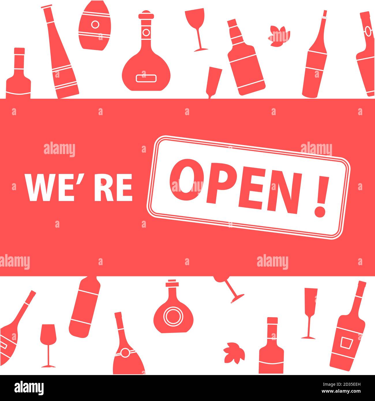 Vector illustration Reopening of liquor store alcohol shop bar after ...