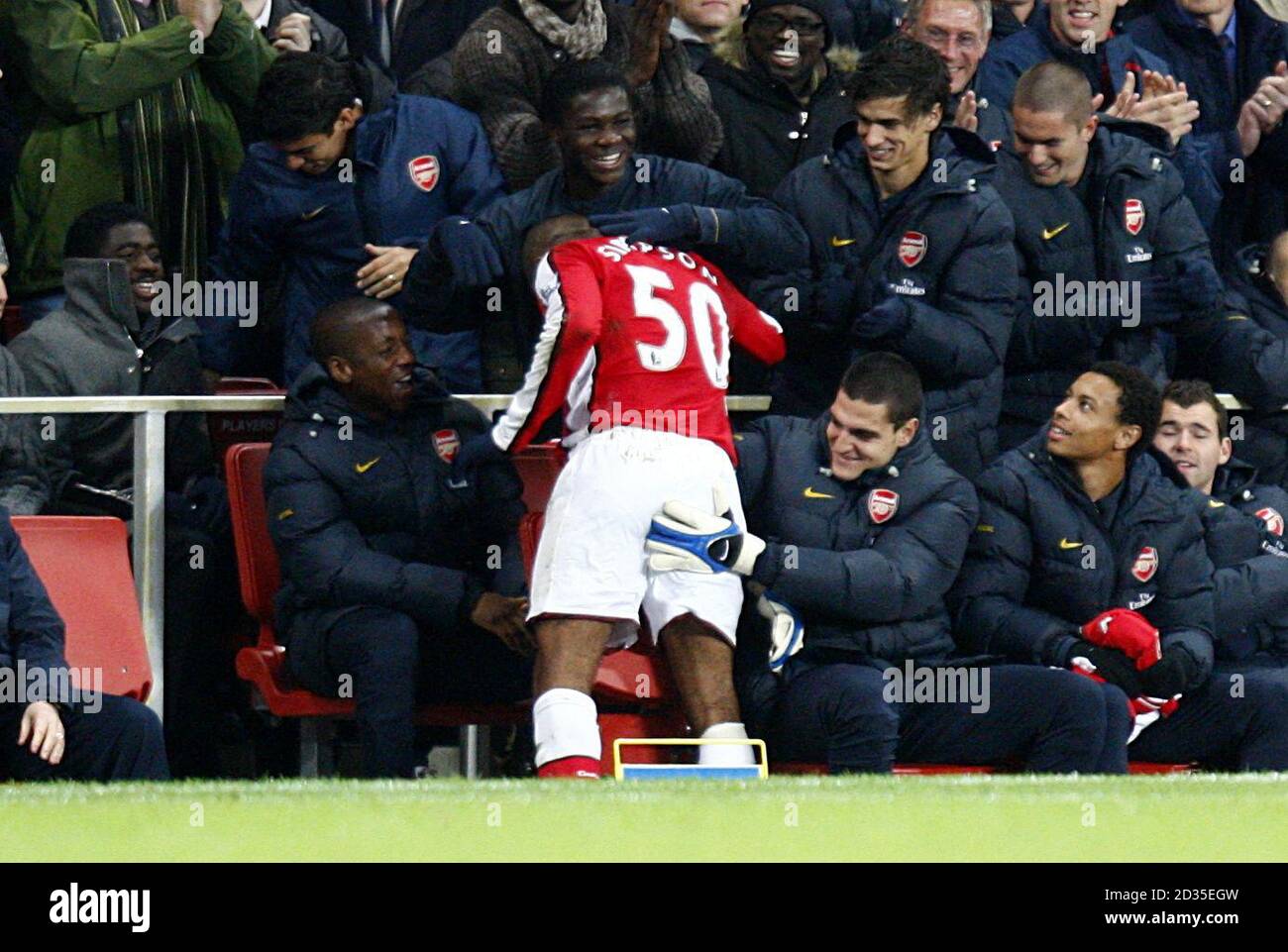 Arsenal's Jay Simpson celebrates scoring the opening goal with the ...
