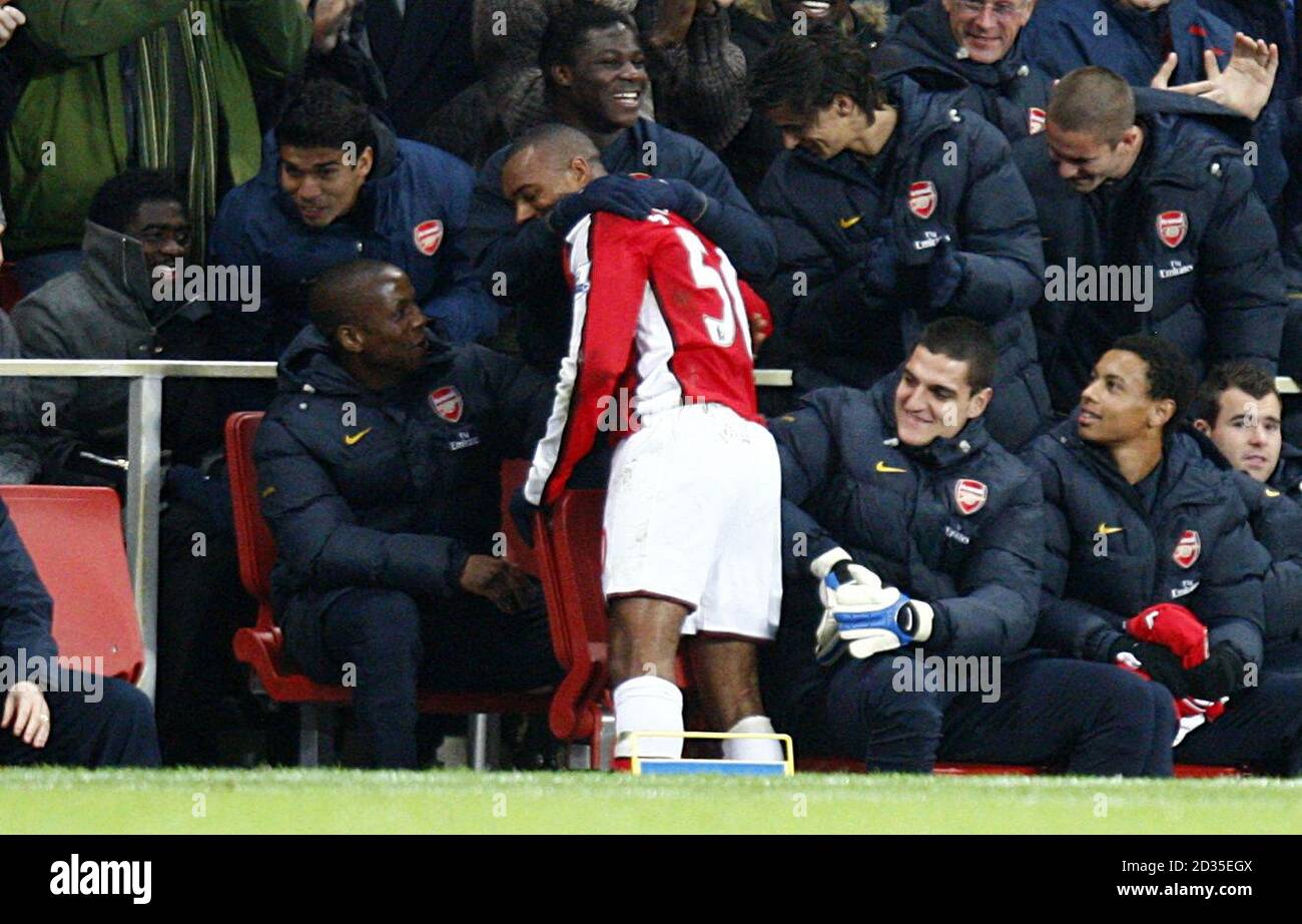 Arsenal's Jay Simpson celebrates scoring the opening goal with the ...