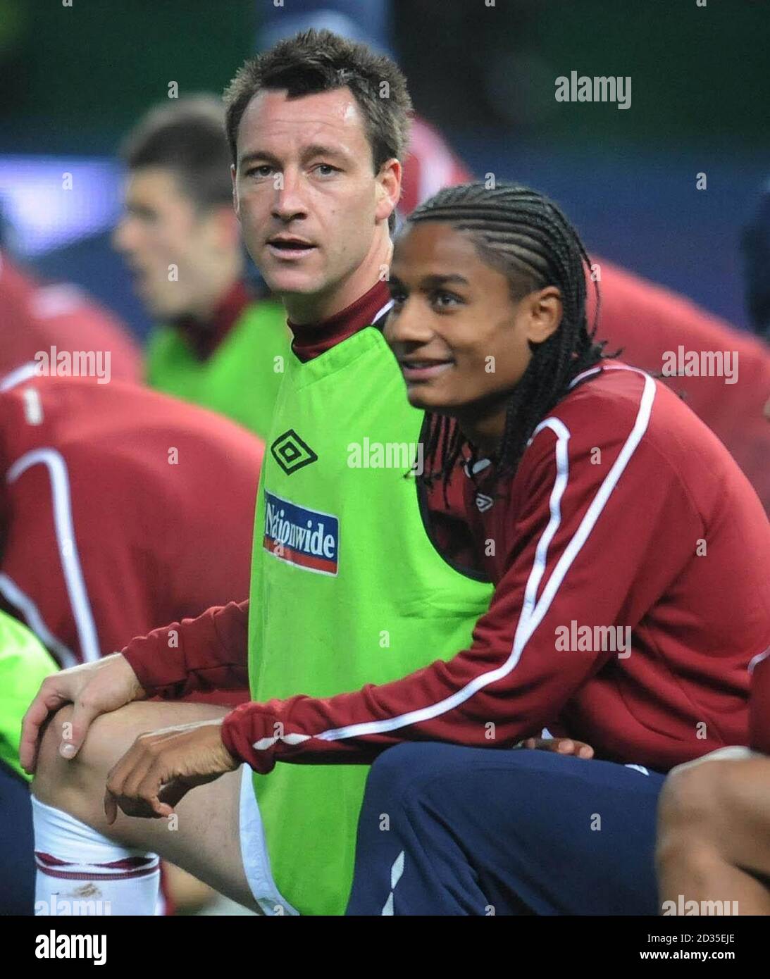 England's John Terry (left) and Michael Mancienne during a training ...