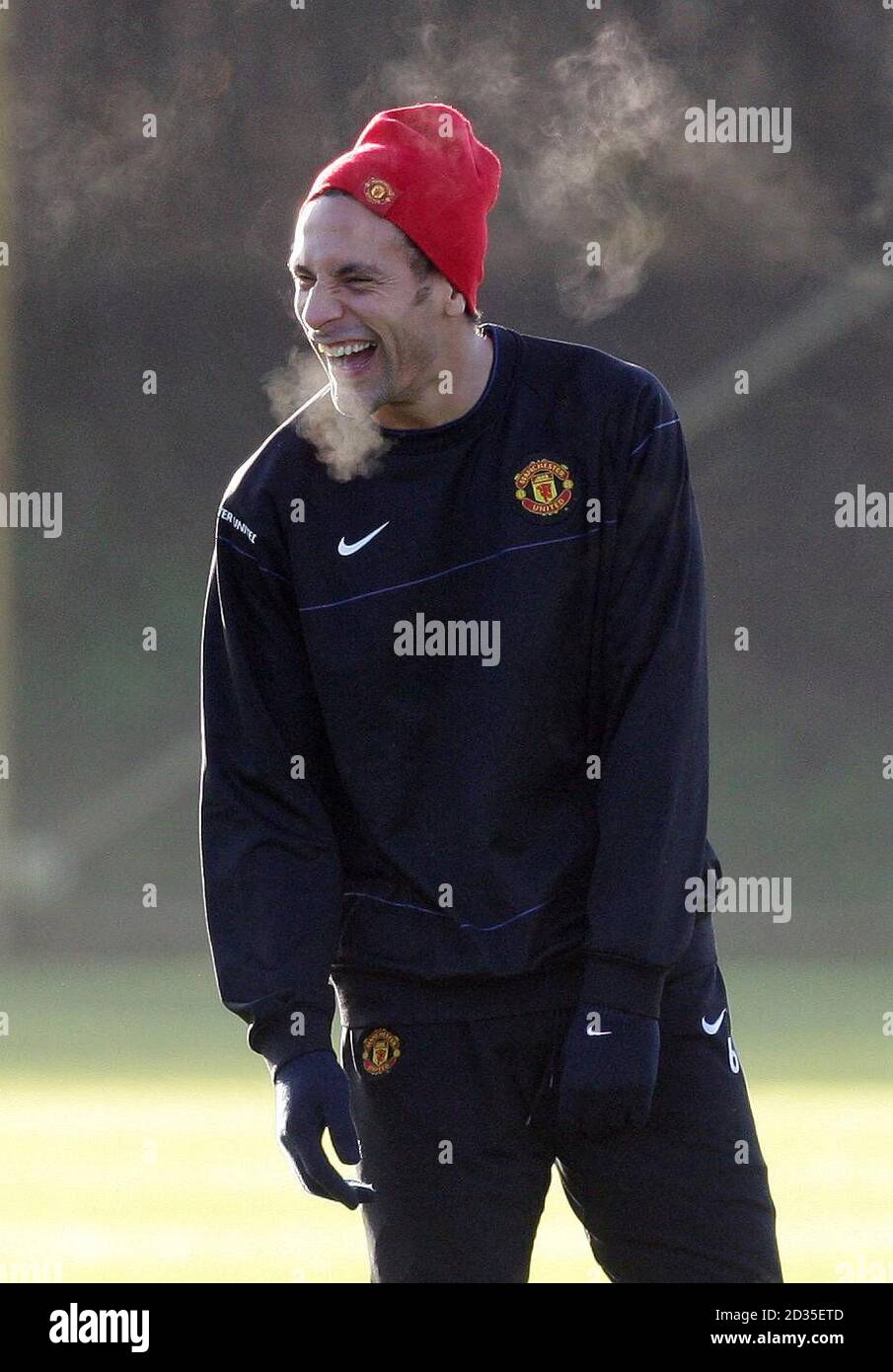 Rio Ferdinand during a training session at Carrington, Manchester Stock ...