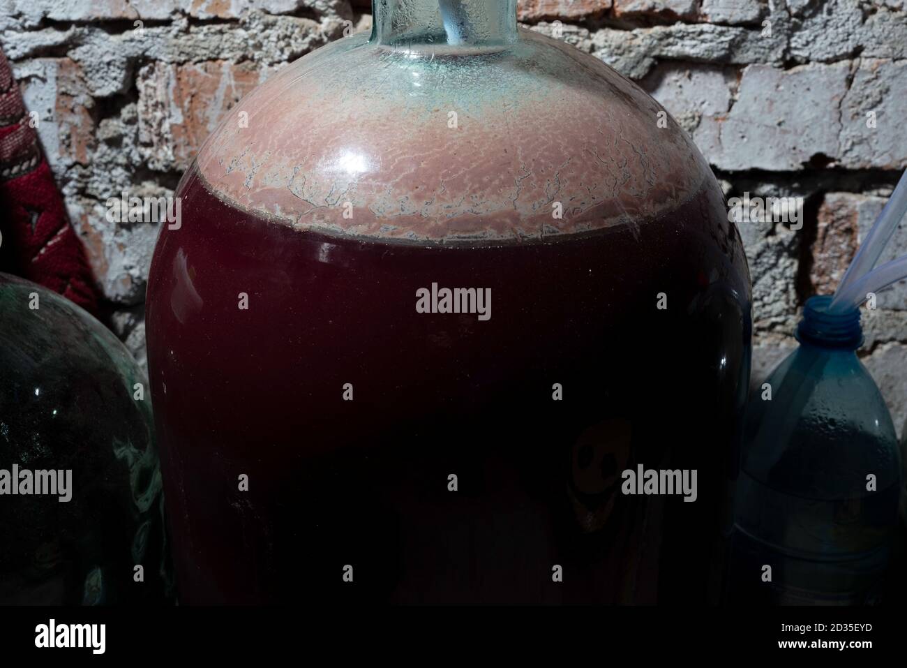 the process of fermentation and cooling of wine in bottles. Stages of ...