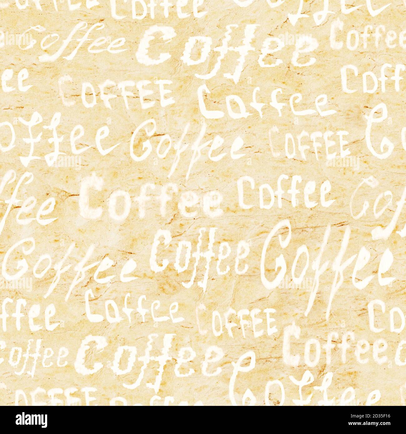 Seamless coffee pattern with lettering Coffee on beige old paper ...