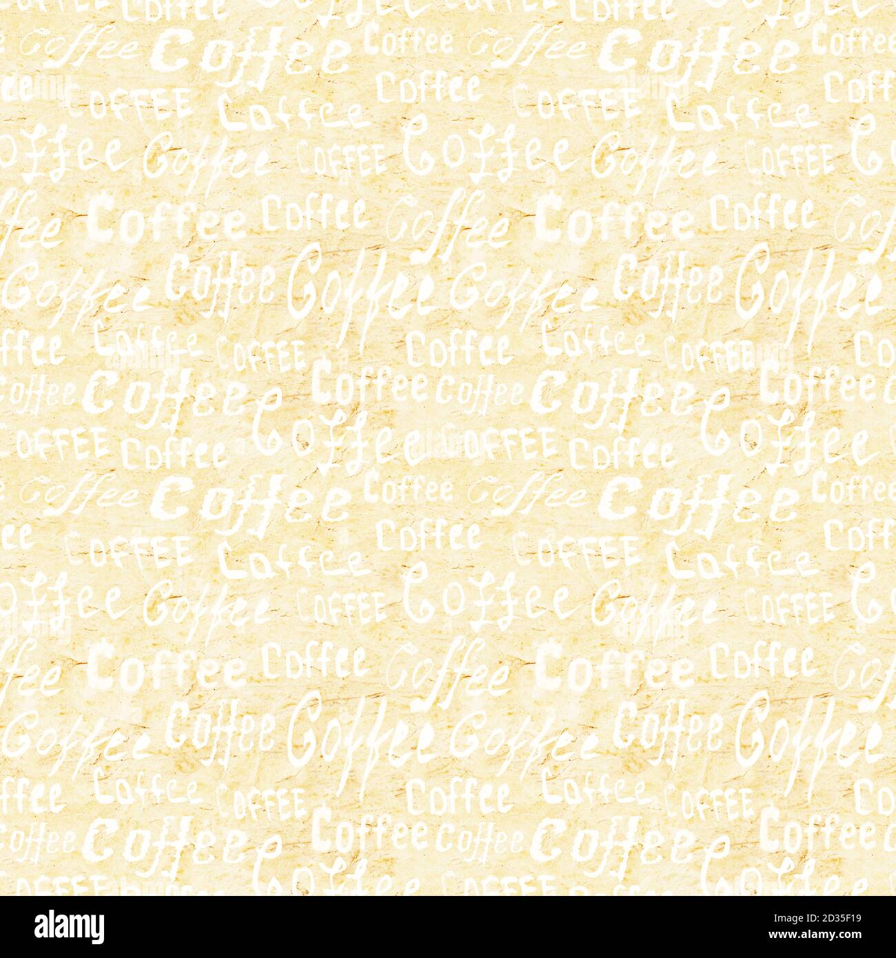 Seamless coffee pattern with lettering "coffee" on beige old paper ...