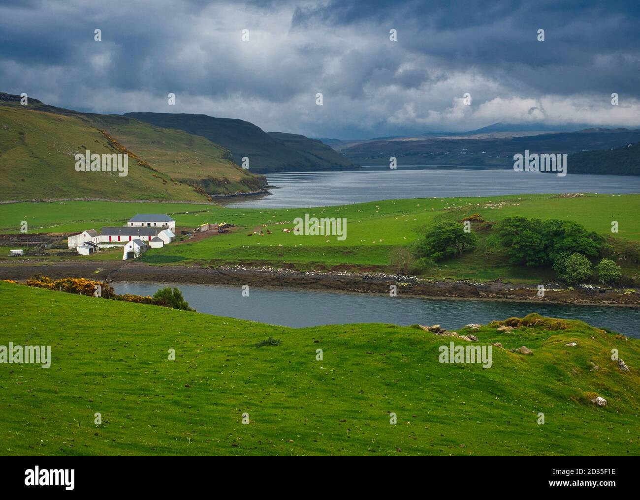 Farm on a waters edge in the Scottish highlands Stock Photo - Alamy