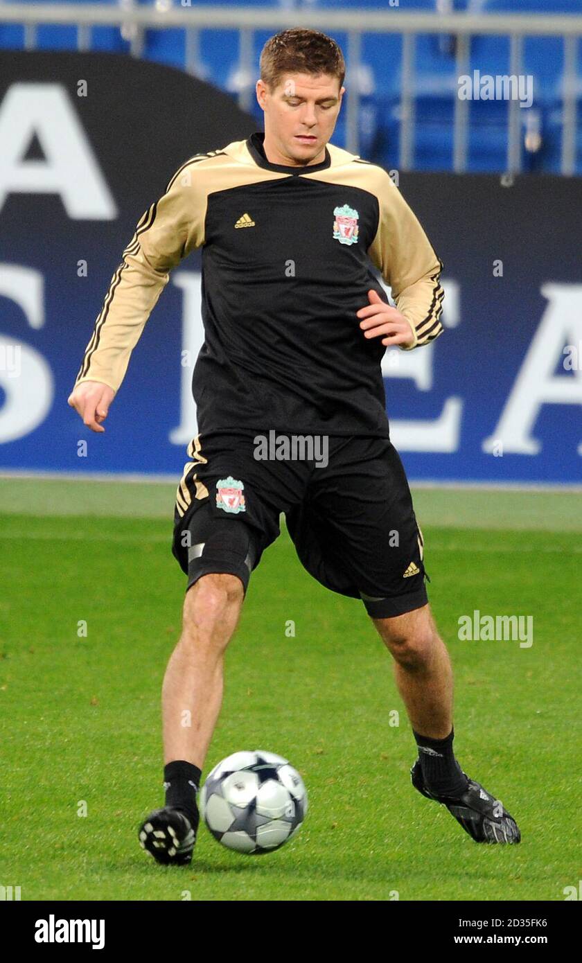 Liverpool's Steven Gerrard during a training session at the Santiago ...