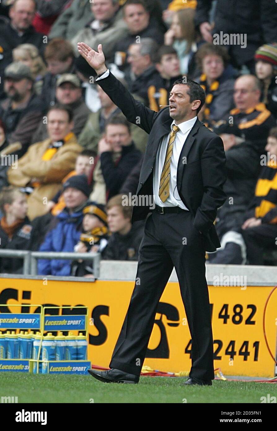 Hull City's manager Phil Brown on the touchline Stock Photo - Alamy