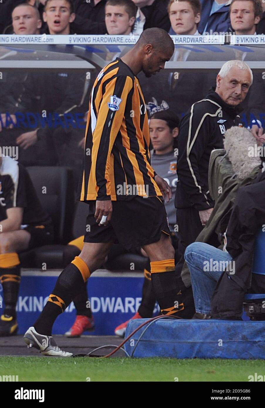 Hull City's Caleb Folan walks off the pitch after being shown a red ...