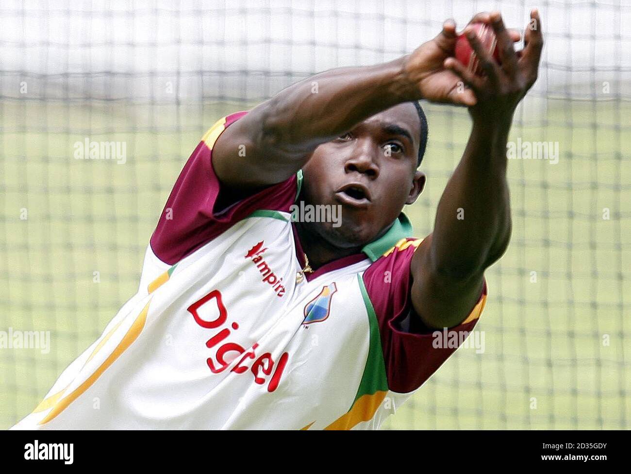West Indies' Fidel Edwards during a practice session at Lord's cricket ...