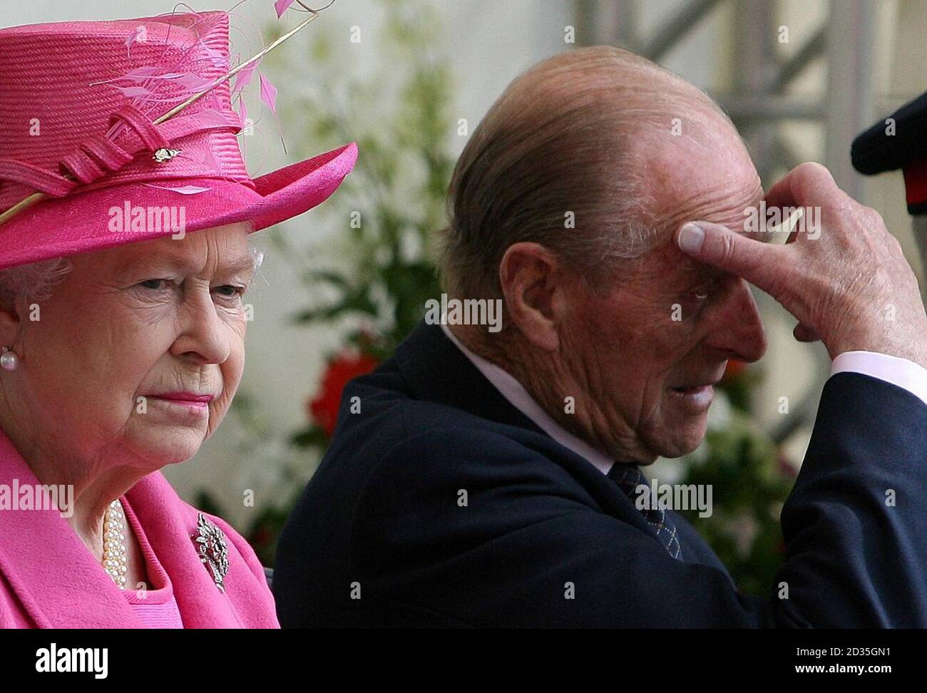 Queen Elizabeth II and the Duke of Edinburgh on stage at Leigh Sports ...