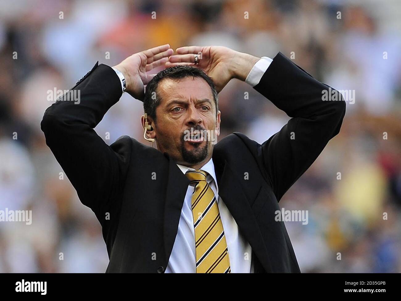 Hull City manager Phil Brown during the Barclays Premier League match ...