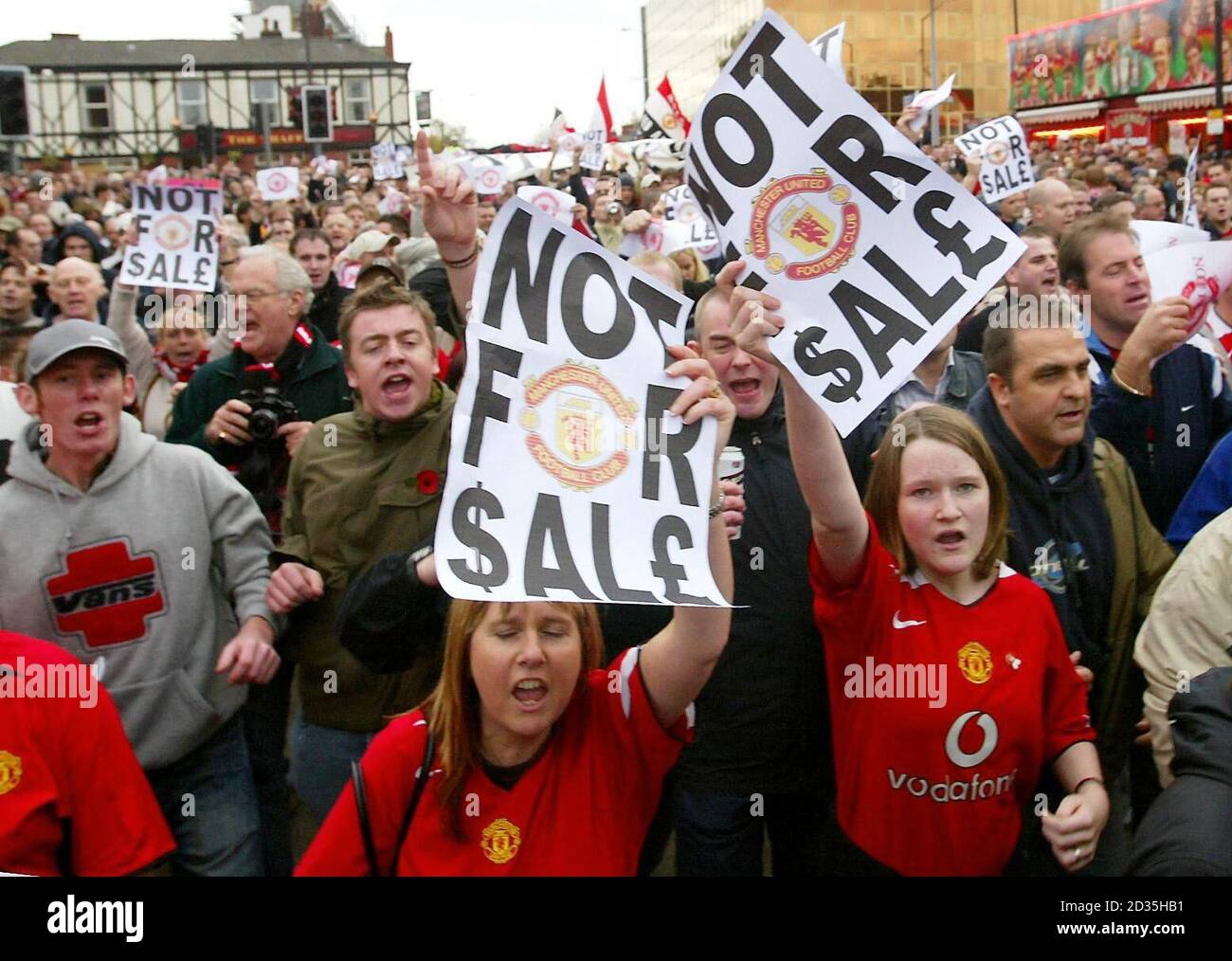 Manchester United fans protest, outside Old Trafford before the match ...