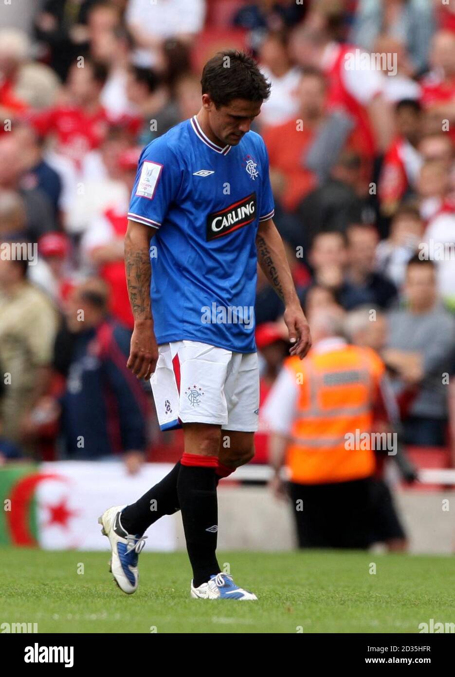 Rangers nacho novo shows dejection emirates cup match emirates stadium ...
