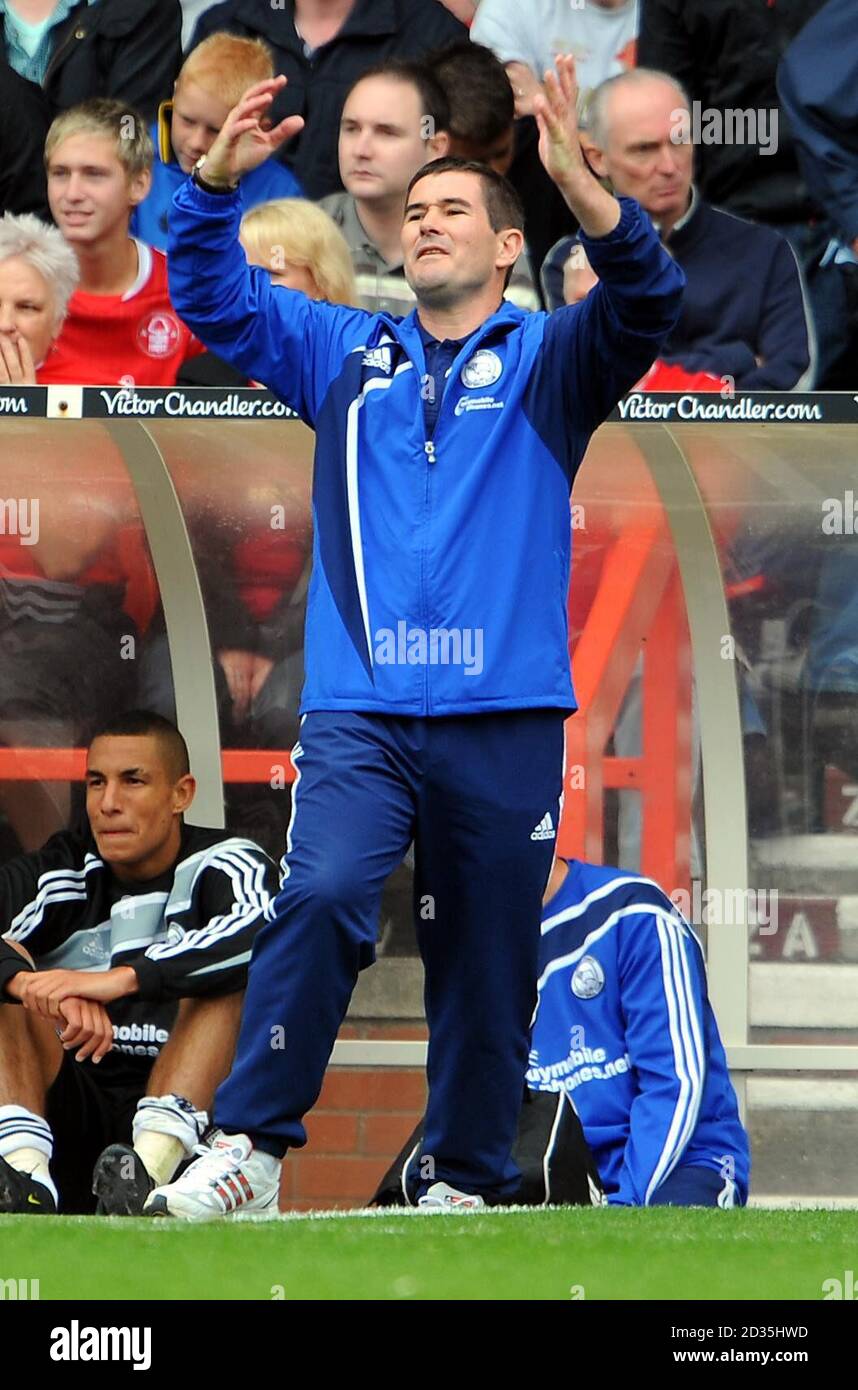 Derby County manager Nigel Clough shows his frustration during the Coca ...