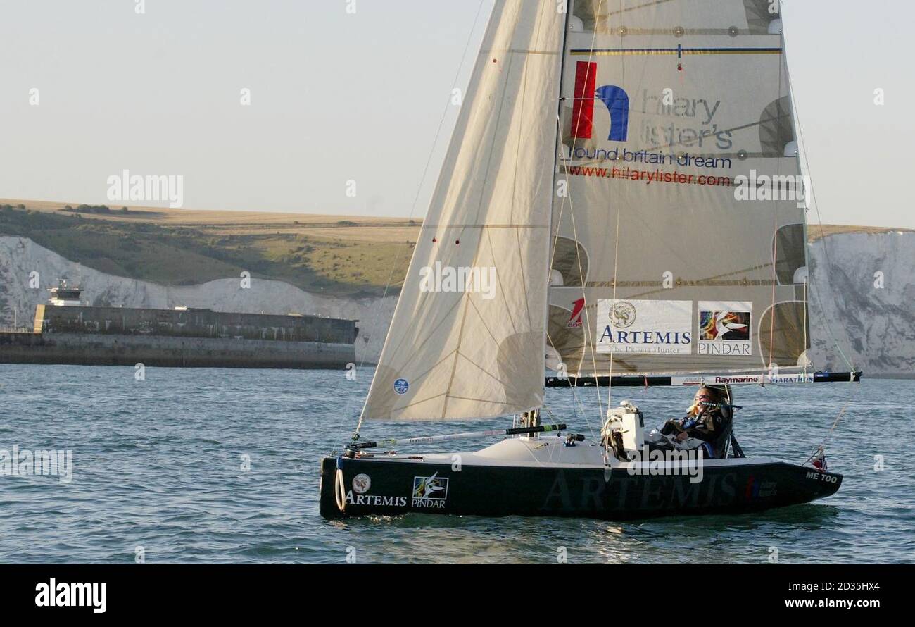 Disabled yachtswomen Hilary Lister sails towards The Port of Dover in ...