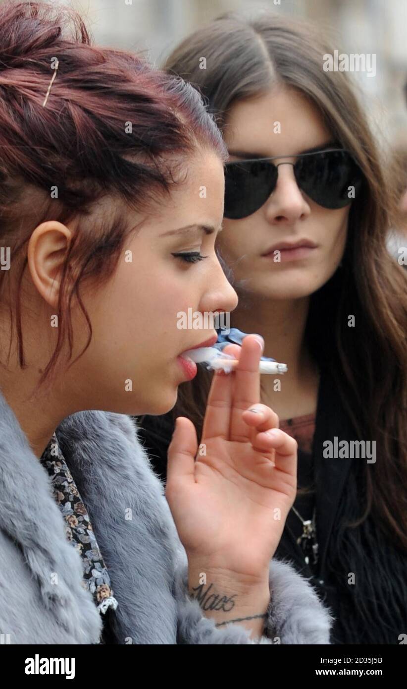 Peaches Geldof smokes a cigarette outside the MAN fashion show at ...