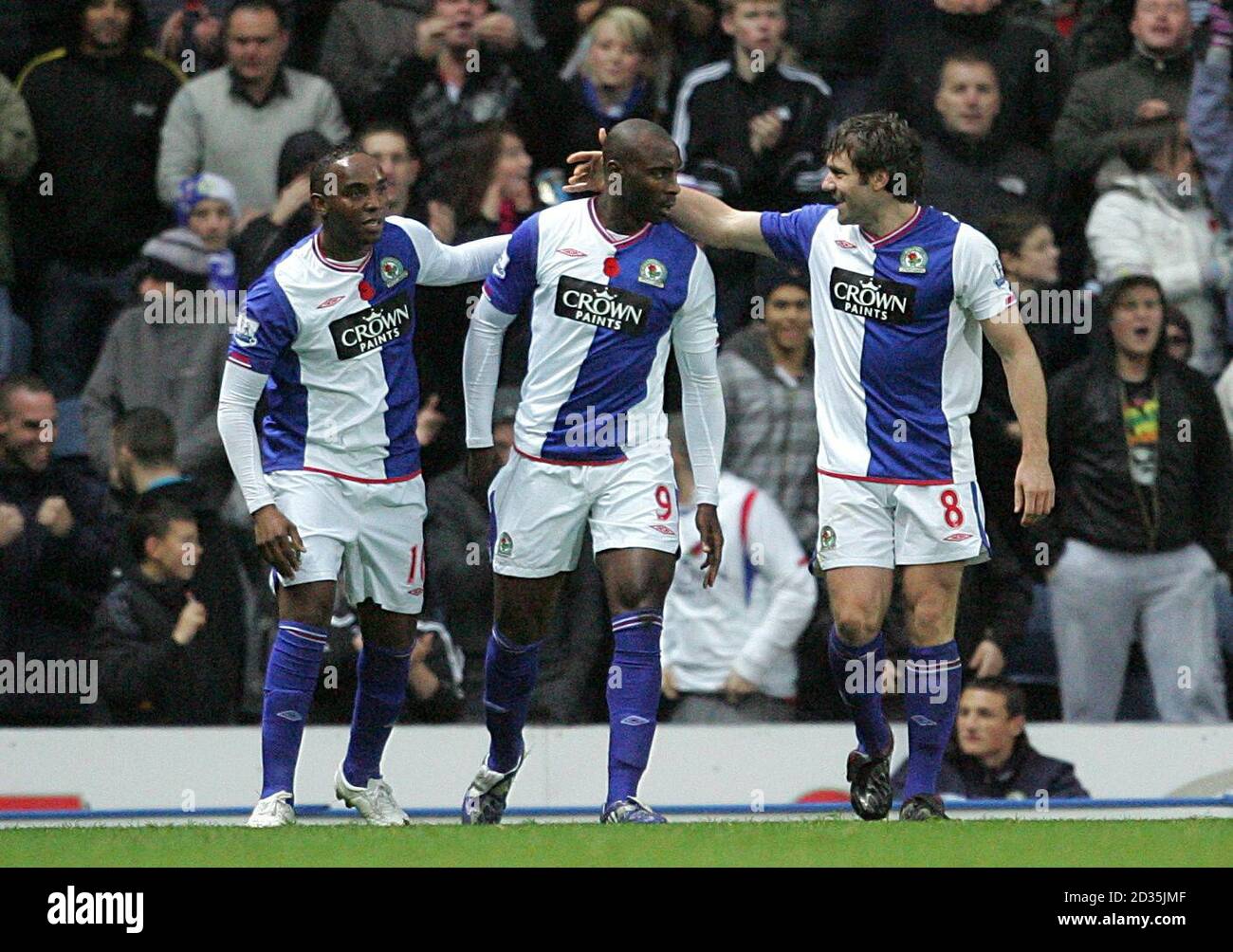 Blackburn Rovers' Jason Roberts (centre) celebrates scoring his side's ...