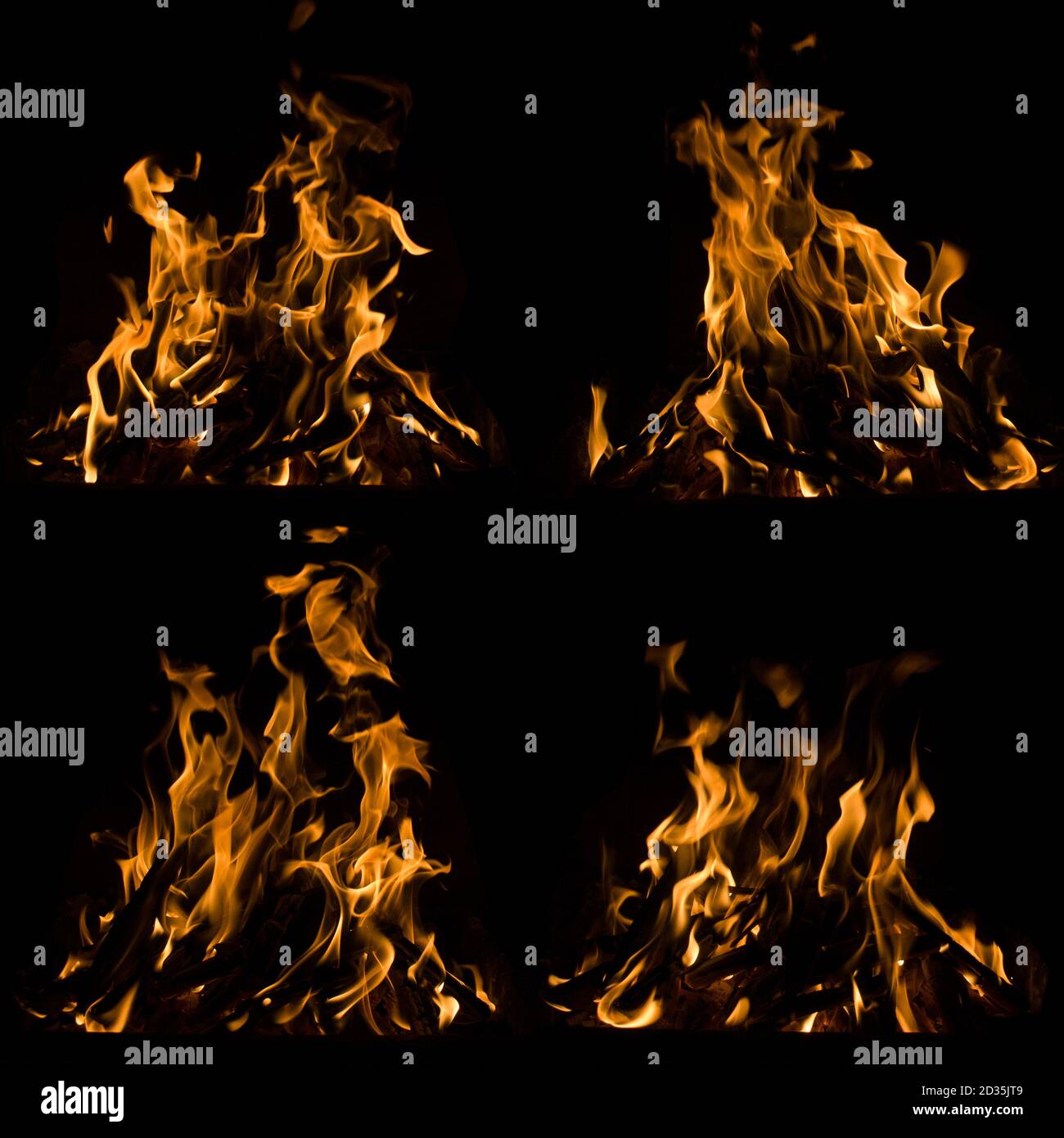 Fire collection isolated on black background Stock Photo - Alamy