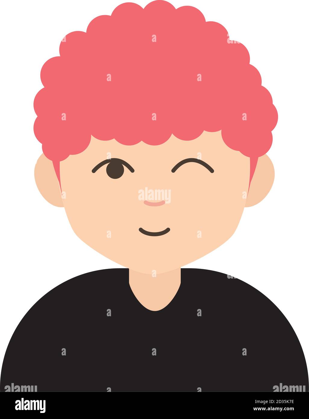 young boy wink expression cartoon character flat icon vector ...