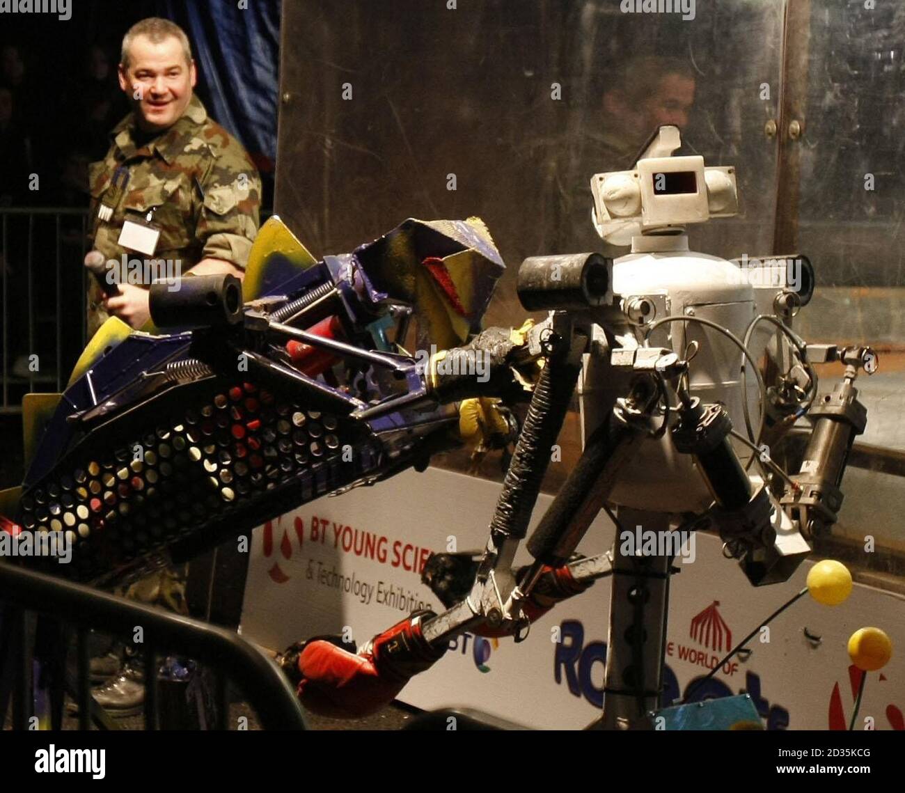Defence forces Sergeant Cairon Byrne, referees a robotic boxing match ...