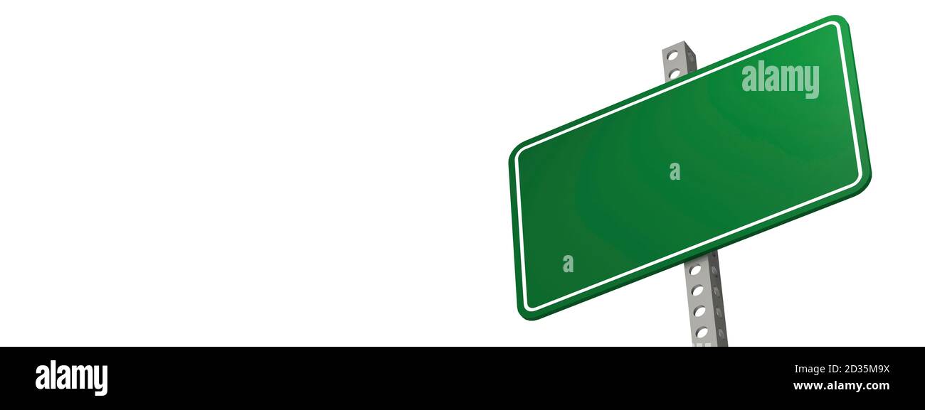 Green road sign isolated on white background, 3D rendering Stock Photo ...