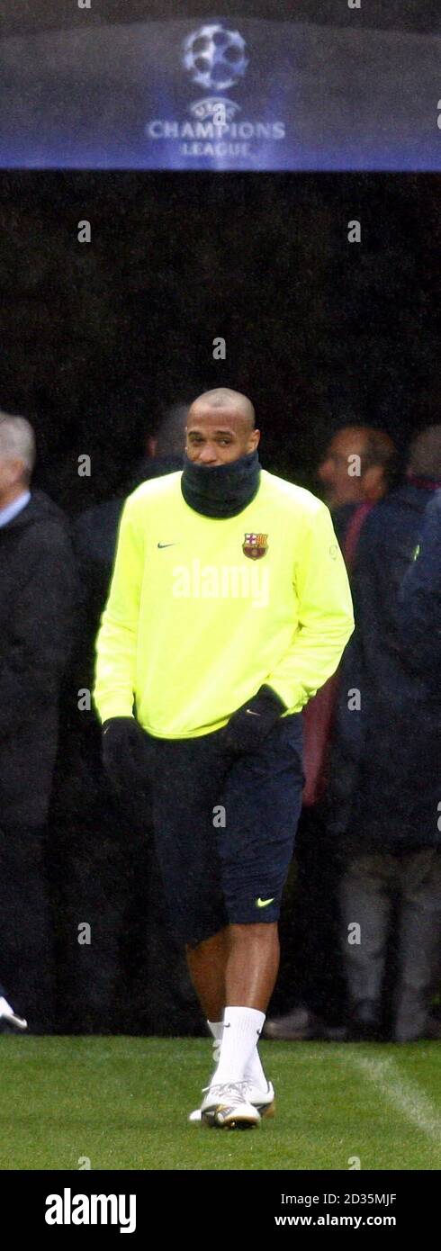 Barcelona's Thierry Henry during the training session at the Emirates ...