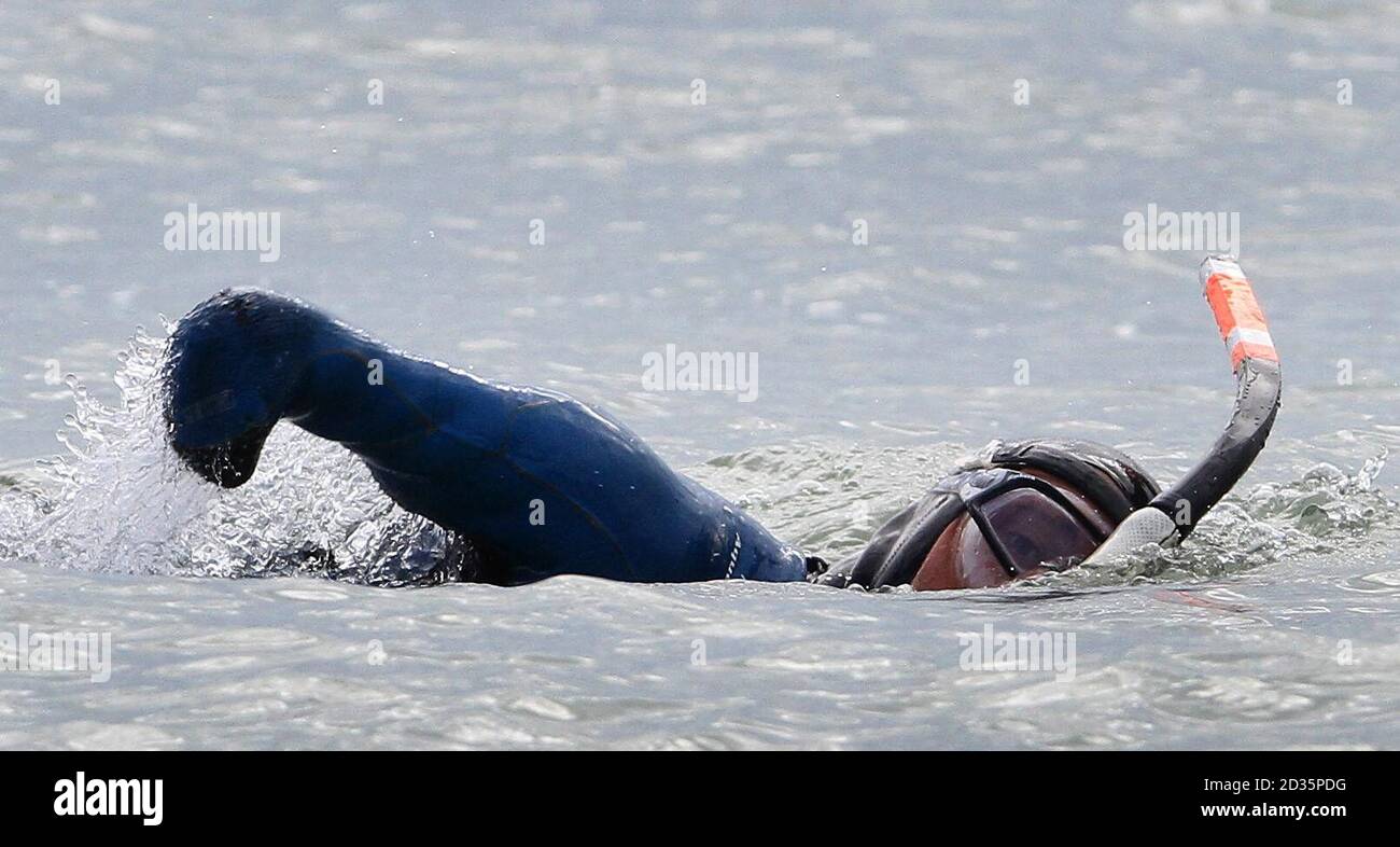 French limbless swimmer Philippe Croizon in action during a training ...