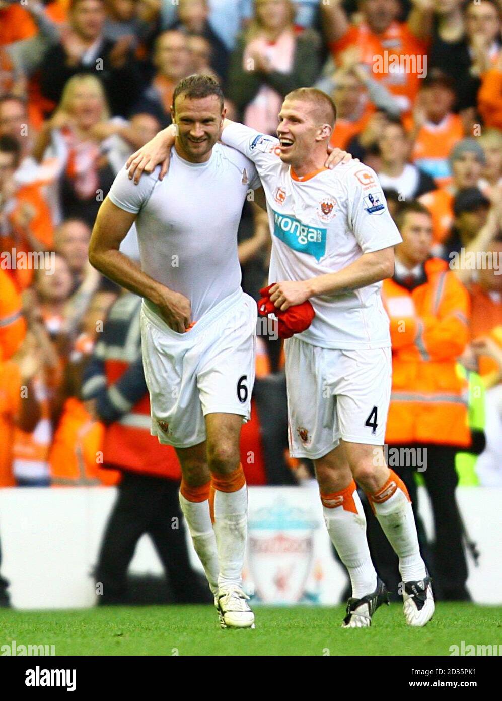 Blackpool's Ian Evatt (left) and Keith Southern (Right) celebrate after ...