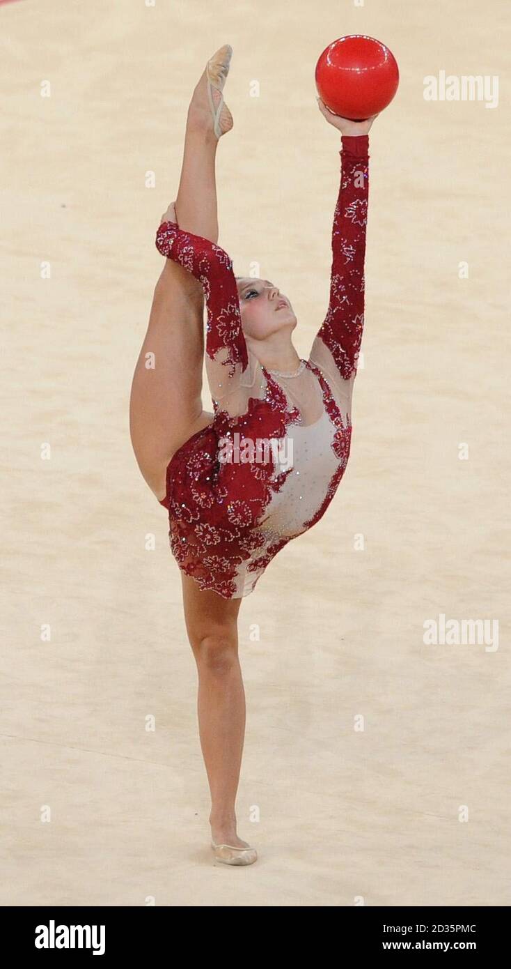 England's Francesca Fox performs with the ball in the rhythmic ...