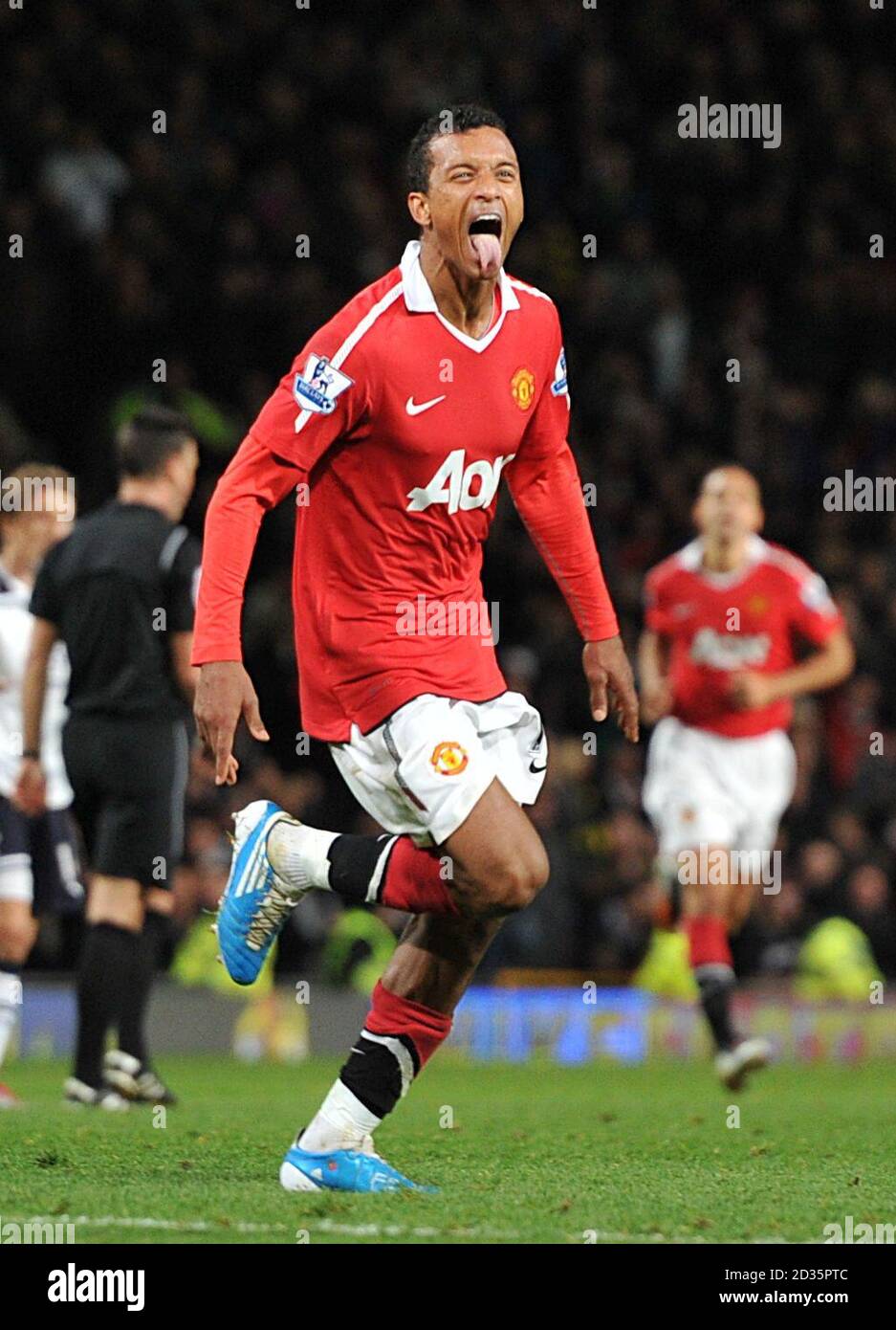 Manchester United's Luis Nani celebrates scoring their second goal ...