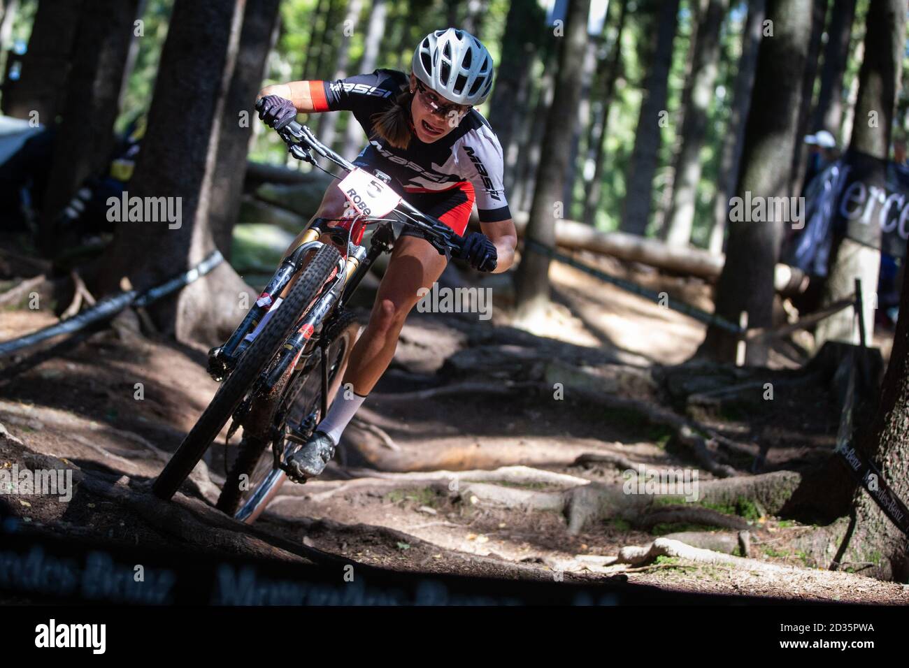 Loana Lecomte of France in action during the women's UCI race of ...