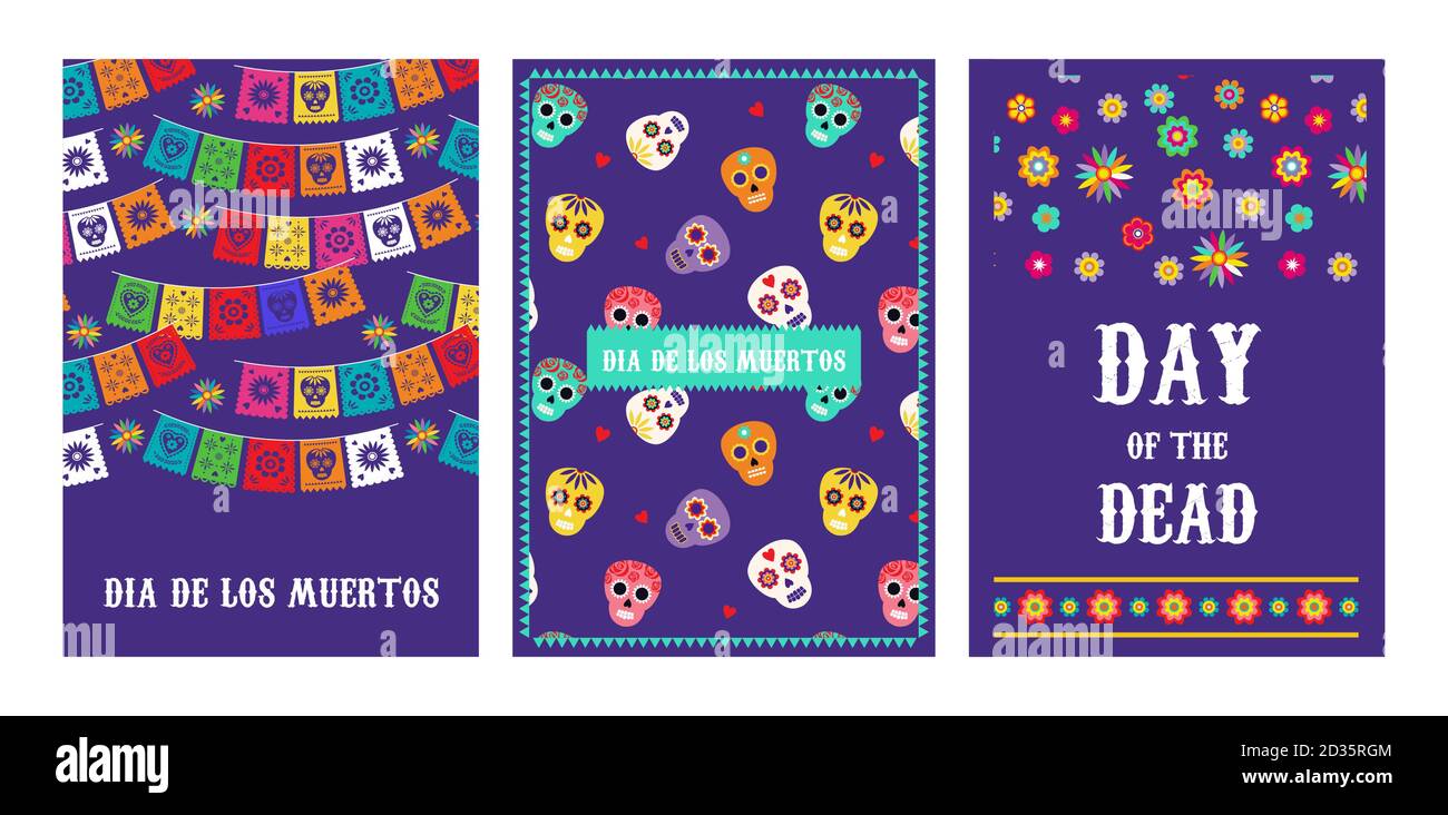 Day of the dead, Dia de los muertos, greeting cards with traditional ...