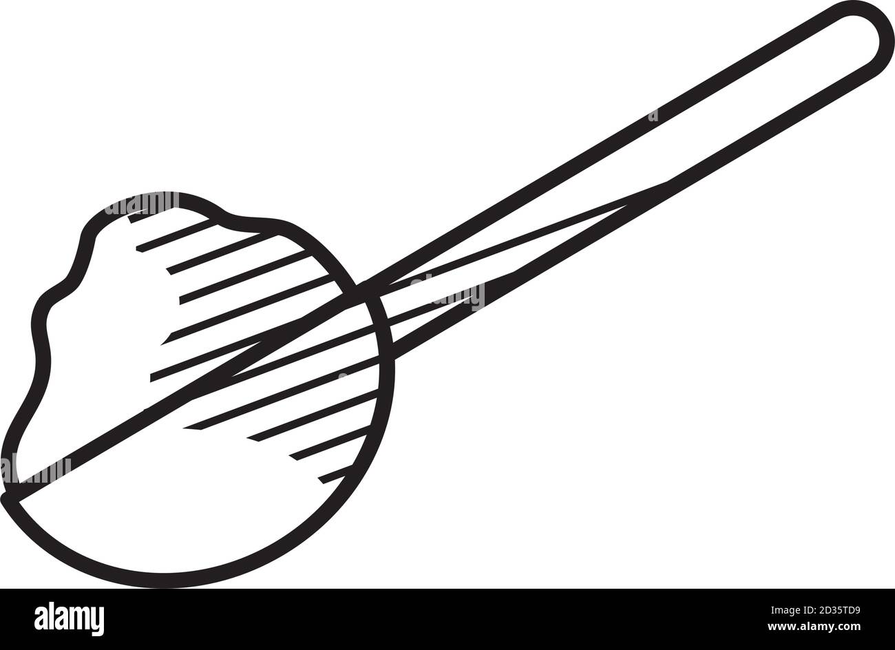 spoon with tea icon over white background, line style, vector ...