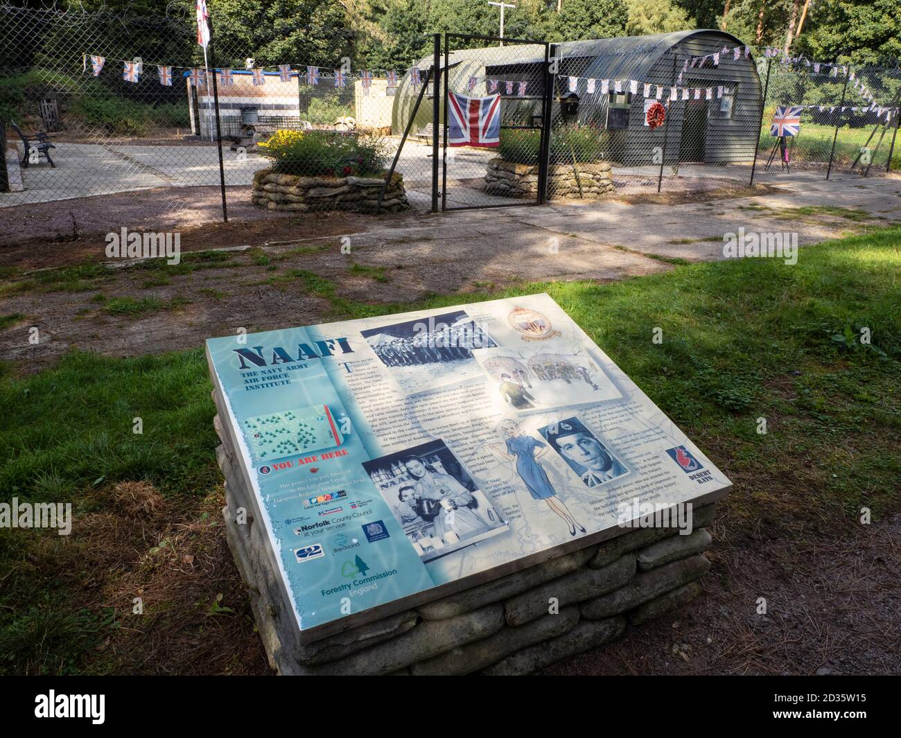 Information board about the NAAFI huts withthe Desert Rats Museum ...