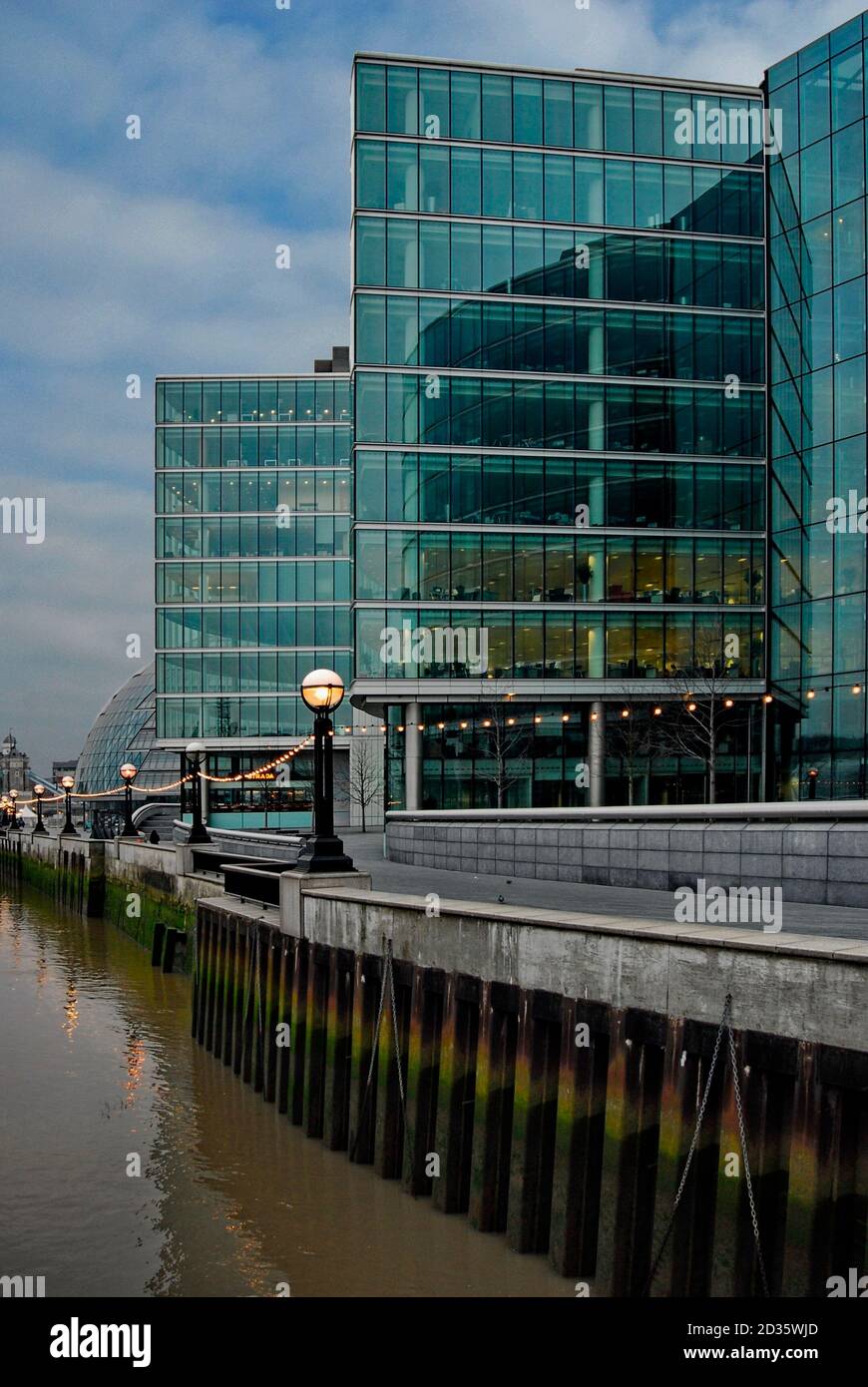Modern glass offices London River Thames embankment Stock Photo - Alamy