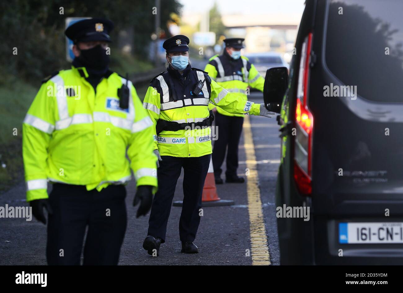 Members of An Garda at a checkpoint on the M4 in Co. Kildare outbound ...