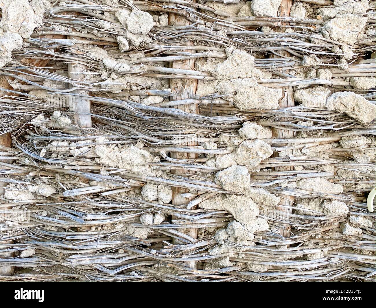Detail of the wall of a traditional farmhouse in Turkey, made of wood ...