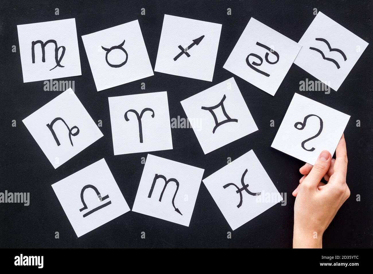 Astrology horoscopes concept. Zodiac signs top view Stock Photo - Alamy