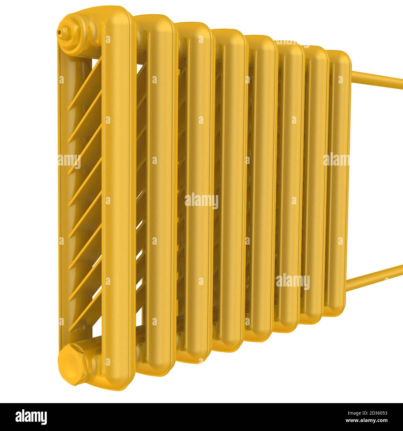 Golden heating radiator. Section of golden heating radiators isolated ...