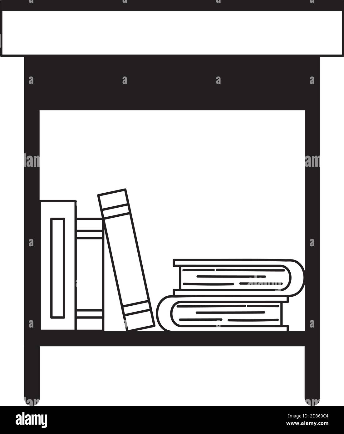 side table with books isolated design white background vector ...