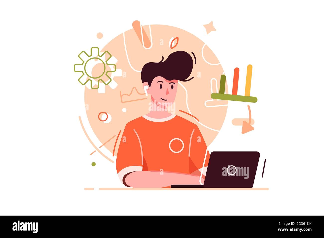 Business guy laptop sitting Stock Vector Images - Alamy