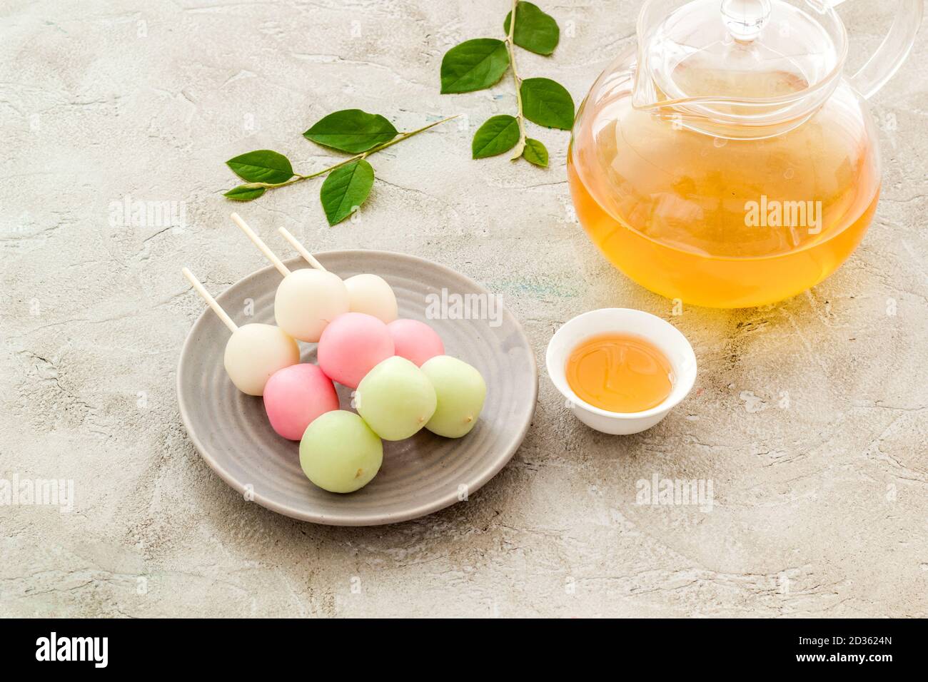 Asian cooking background - traditional sweets Dango, dumpling rice cake ...
