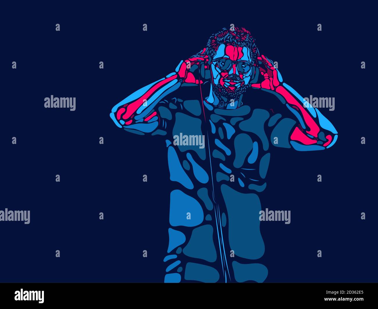 DJ, party time. Singer, musician, artist man character. Abstract color ...