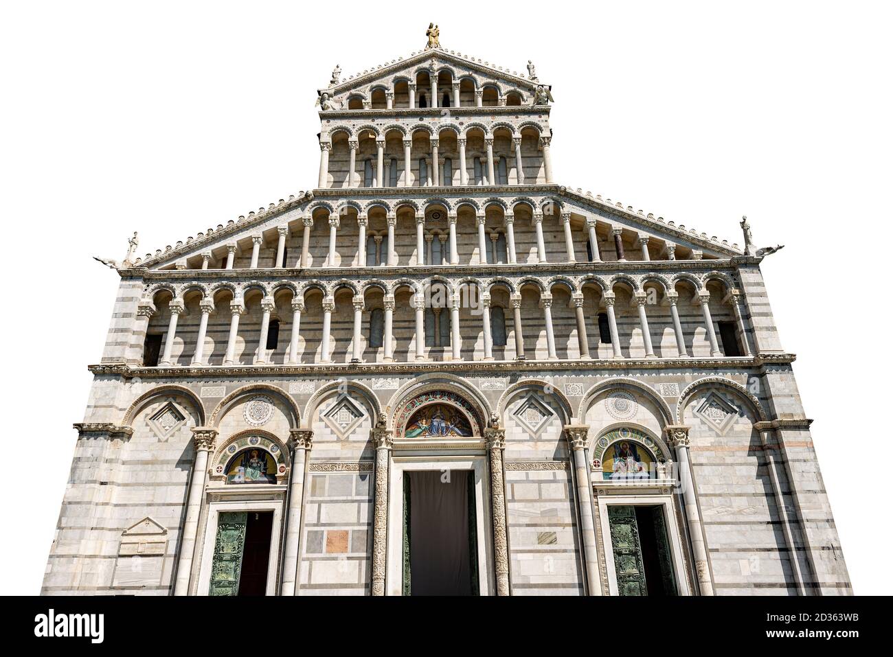 Facade of the Pisa Cathedral, (Duomo of Santa Maria Assunta), in Pisan ...